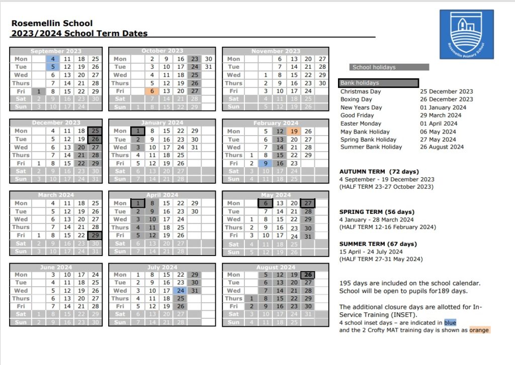 Term Dates - Rosemellin School